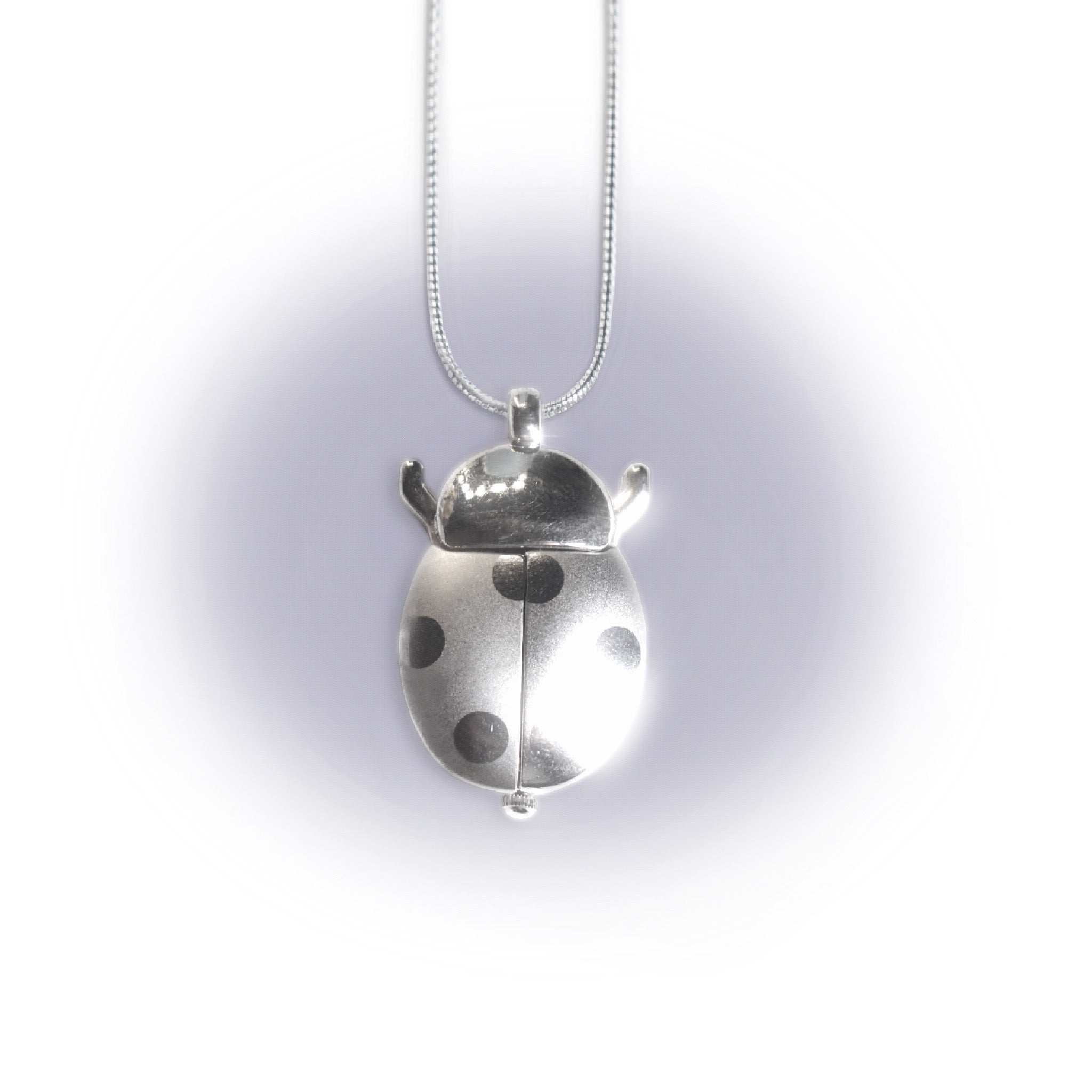 Silver Ladybug Clock Necklace | Handcrafted by OWEO