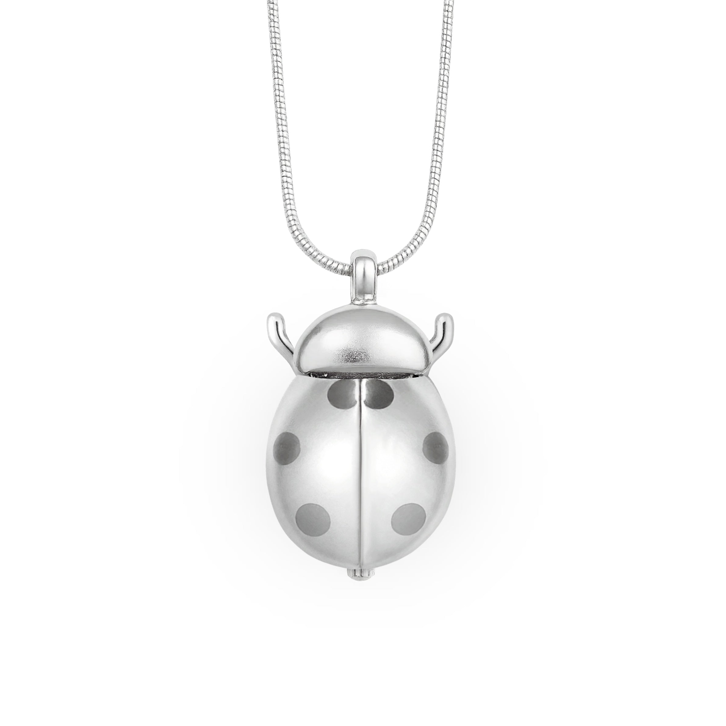 Silver Ladybug Clock Necklace | Handcrafted by OWEO